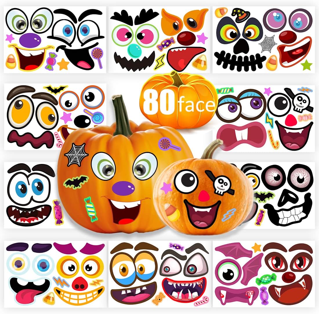 Amazon.com: 80 Packs Halloween Pumpkin Decorating Kit, Make Pumpkin ...