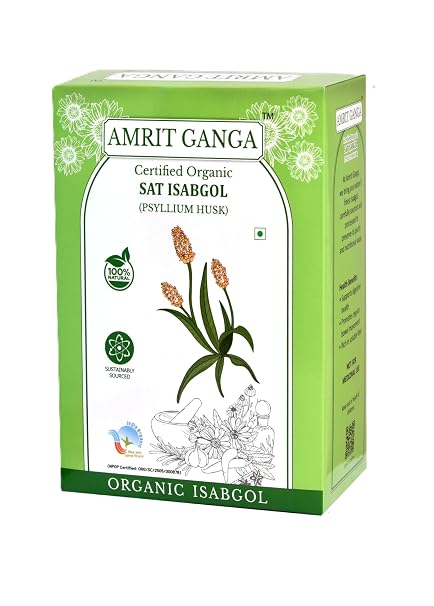 AMRIT GANGA Sat Isabgol | Organic Whole Psyllium Husk 200g | Natural ...