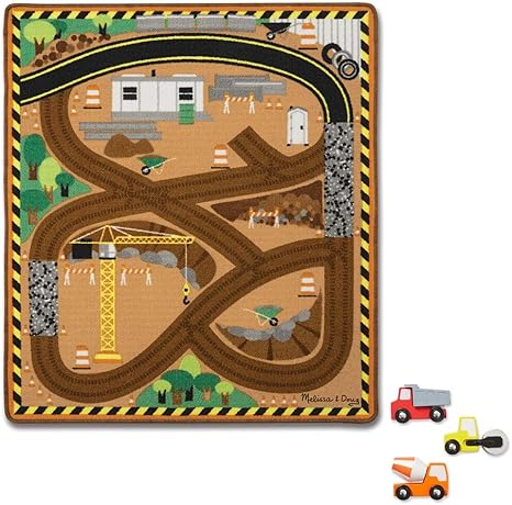 Amazon.com: Melissa & Doug Round the Construction Zone Work Site Rug ...