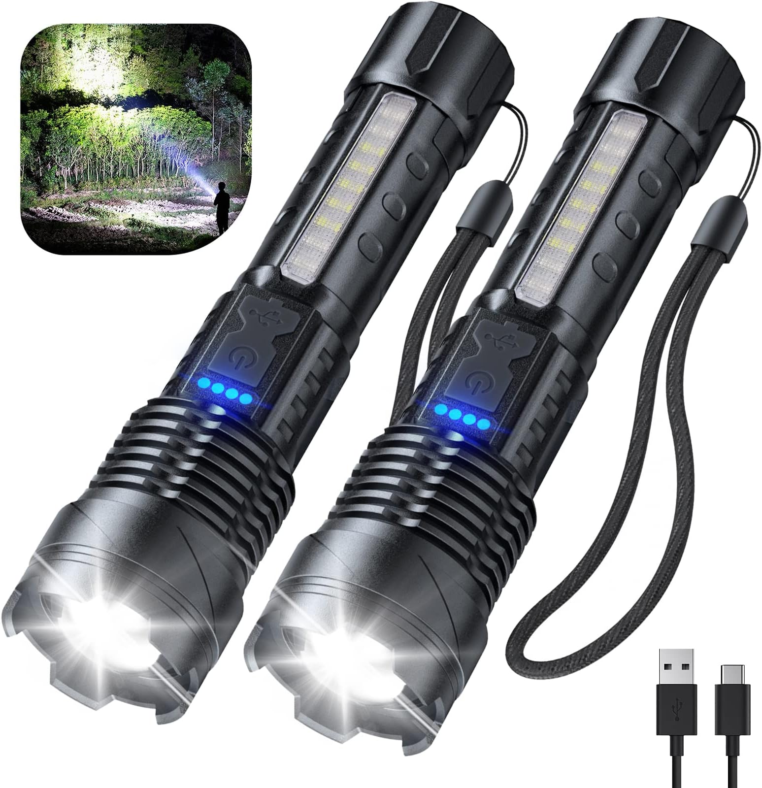 ALSTU Flashlight High Lumens Rechargeable LED: 990,000 Lumen Super ...
