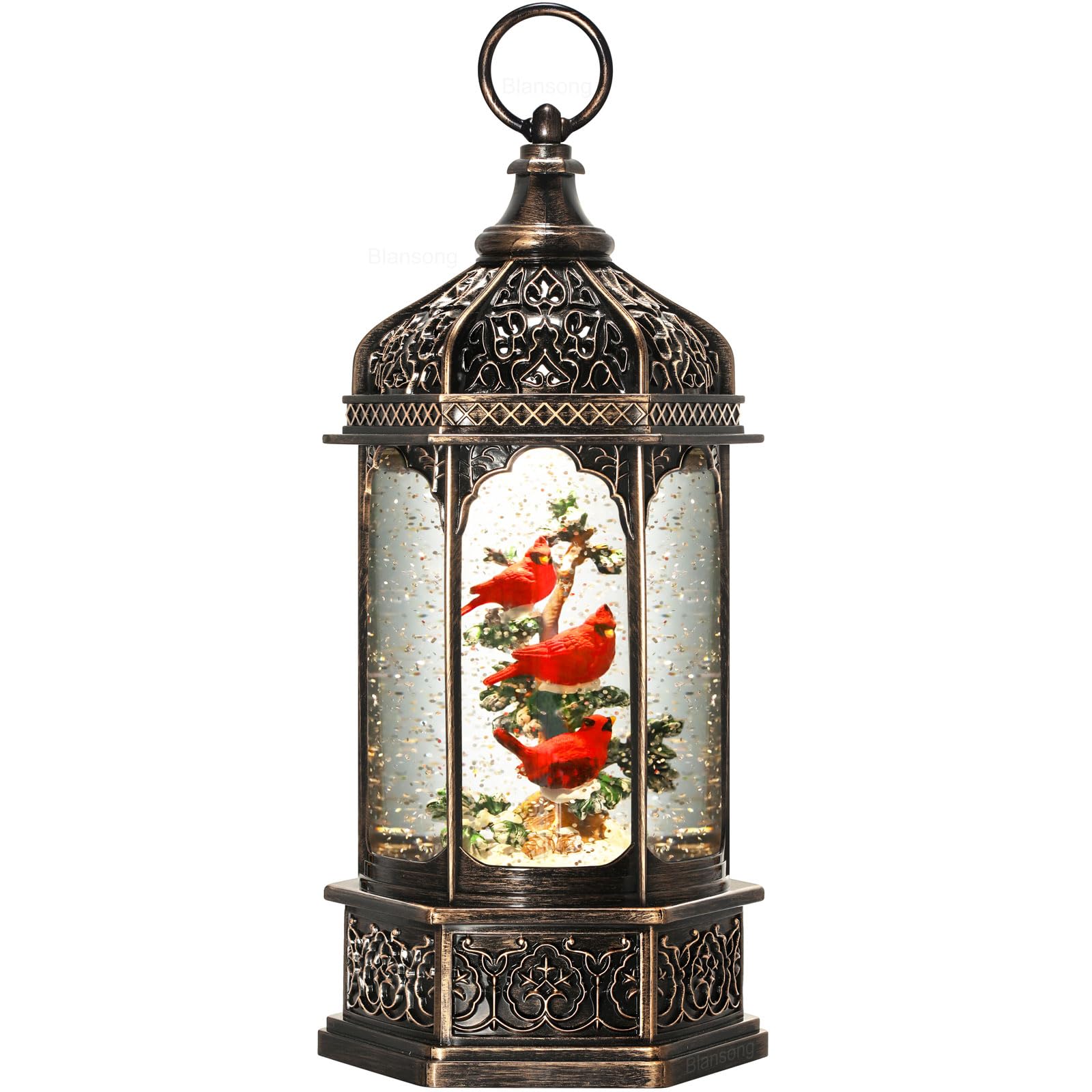 Amazon.com: Blansong Cardinal Snow Globe Lantern Musical Christmas ...
