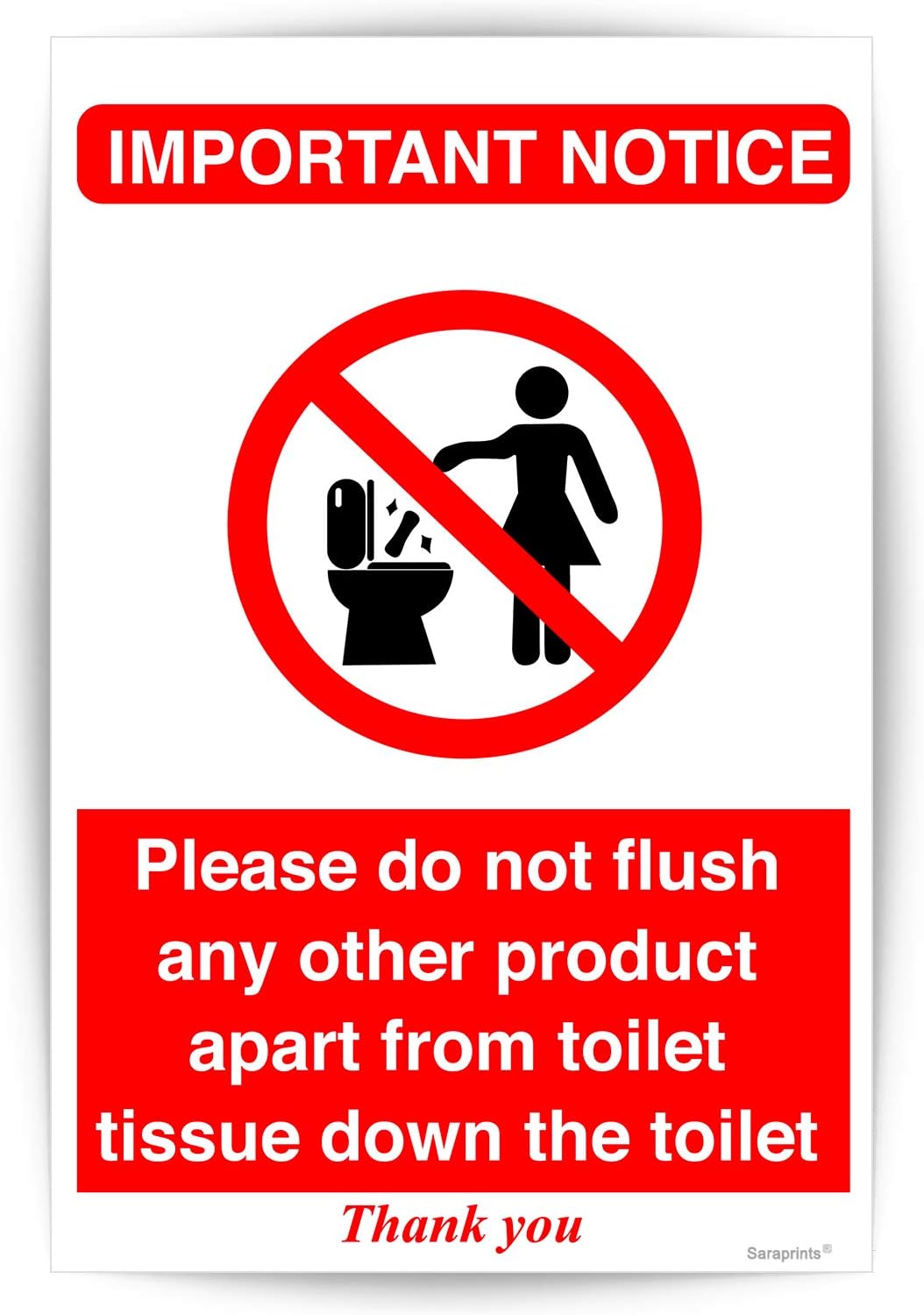 Toilet Flush Sign Self adhesive Waterproof Vinyl 75mmx100mm V1161 ...