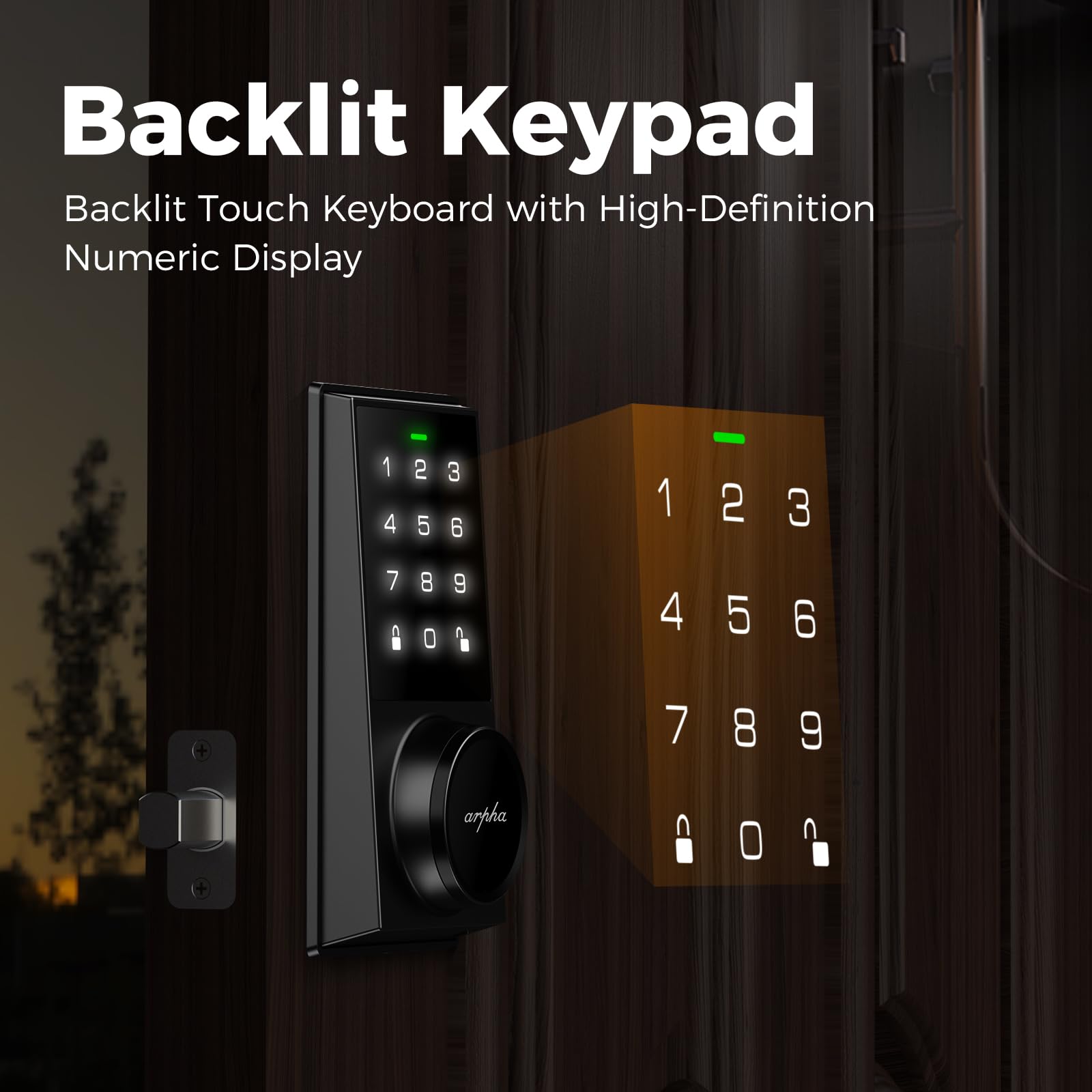 Touchscreen Keypad, Electronic Keypad Deadbolt Lock, Arpha Keyless ...