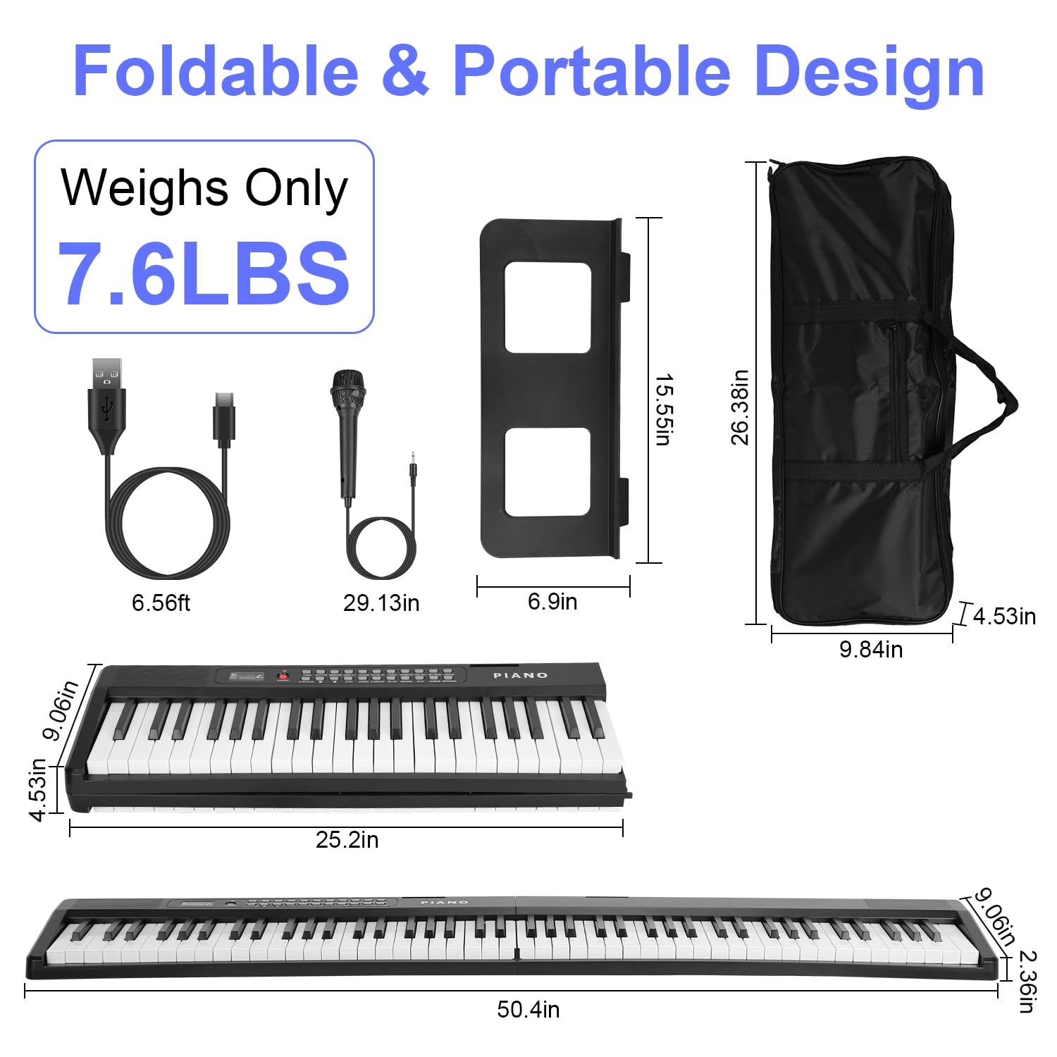 Snapklik.com : KOCASO 88 Keys Electronic Piano Keyboard Folding Piano ...