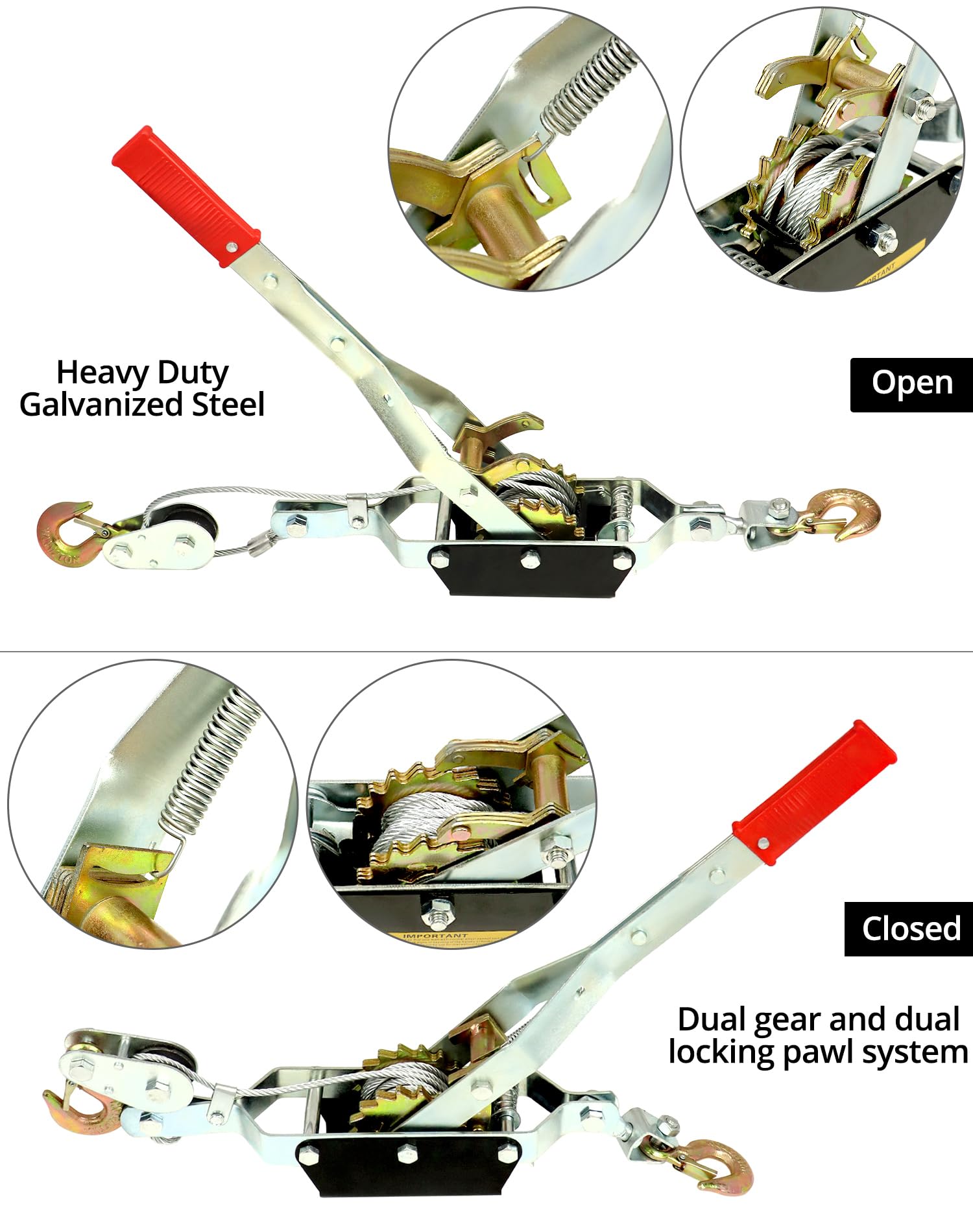 Snapklik.com : 4 Ton Power Puller, Heavy Duty Dual Gear Power Ratchet ...