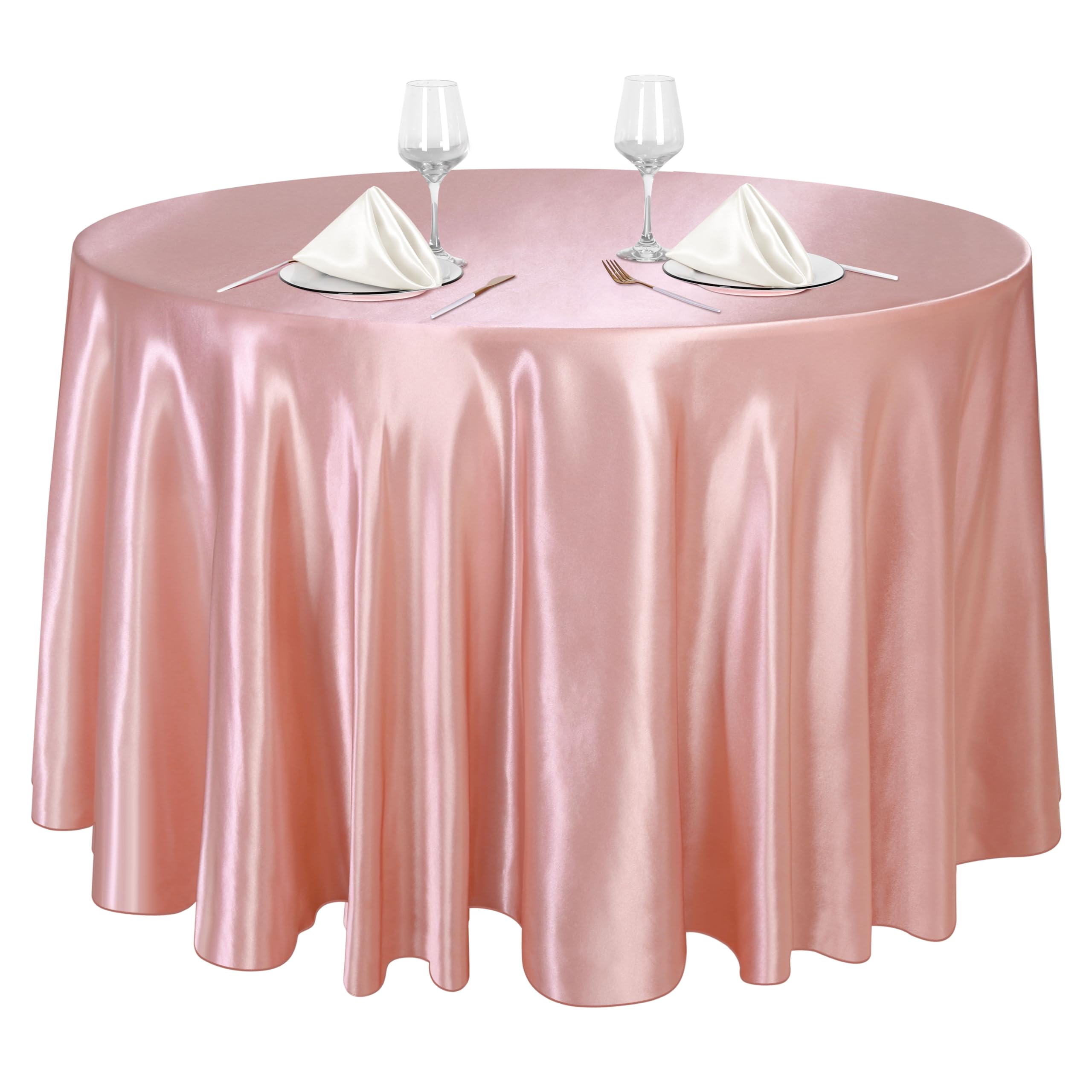 Amazon.com: Ruisita 120 Inches Round Satin Tablecloths Rose Gold ...