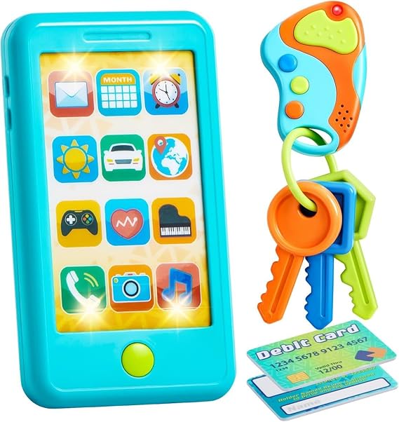 Amazon.com: Pretend Toddler Phone, Learning Toy Phone Set,Keyfob Key ...