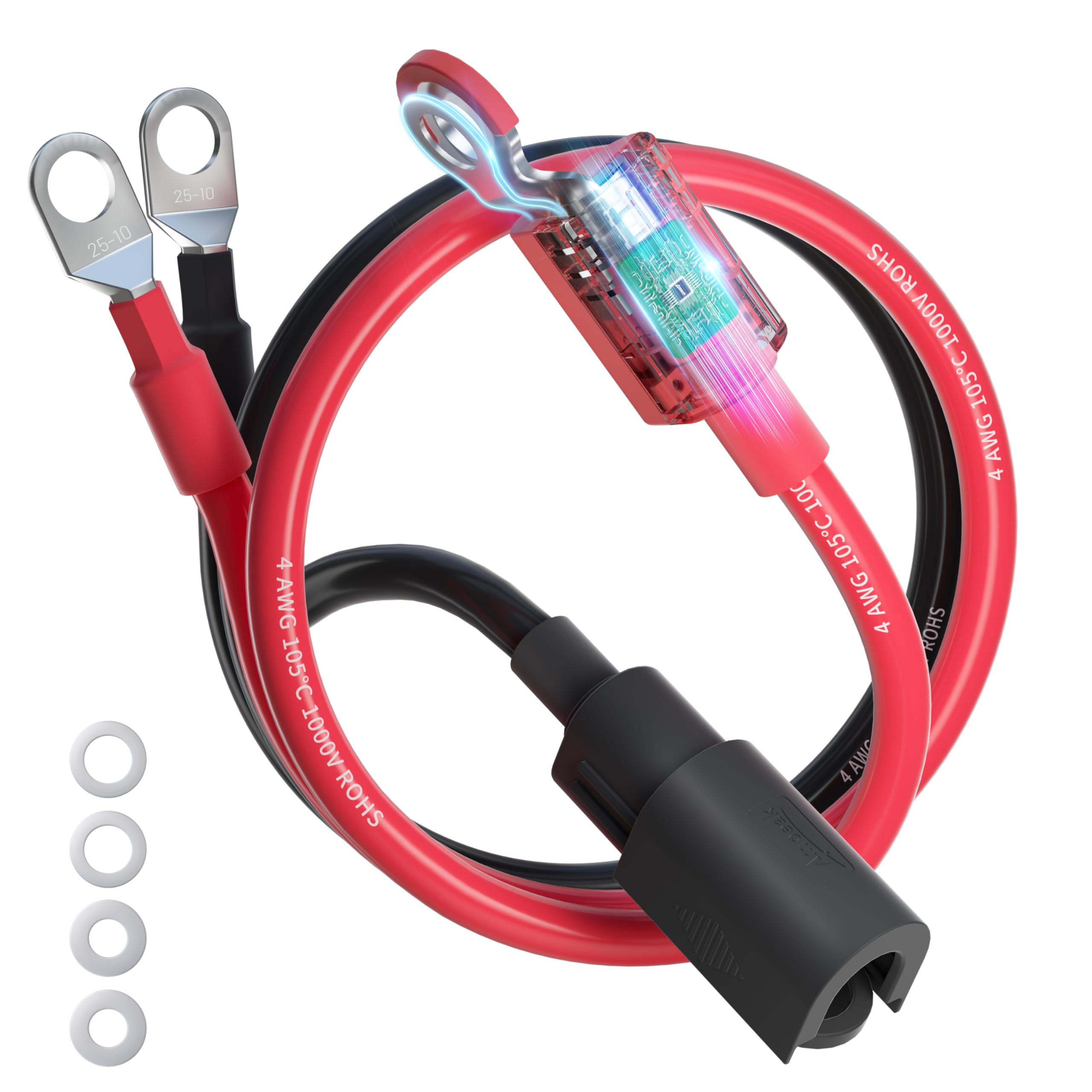 Snapklik.com : Ampeak 4 AWG Battery Cable 1FT Anti-Spark Battery Wire ...