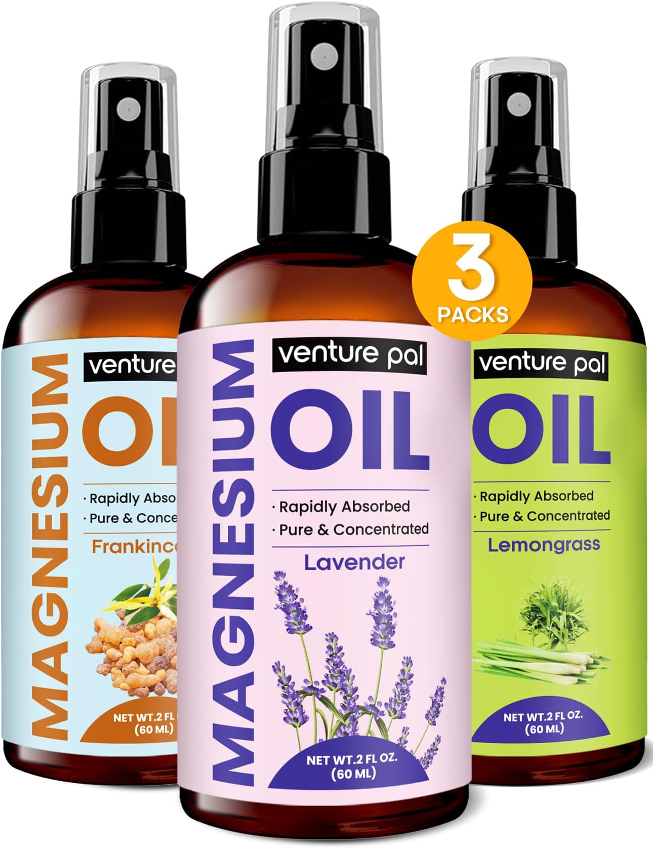 Amazon.com: Venture Pal 3-Pack Topical Magnesium Oil Spray Set for Feet ...