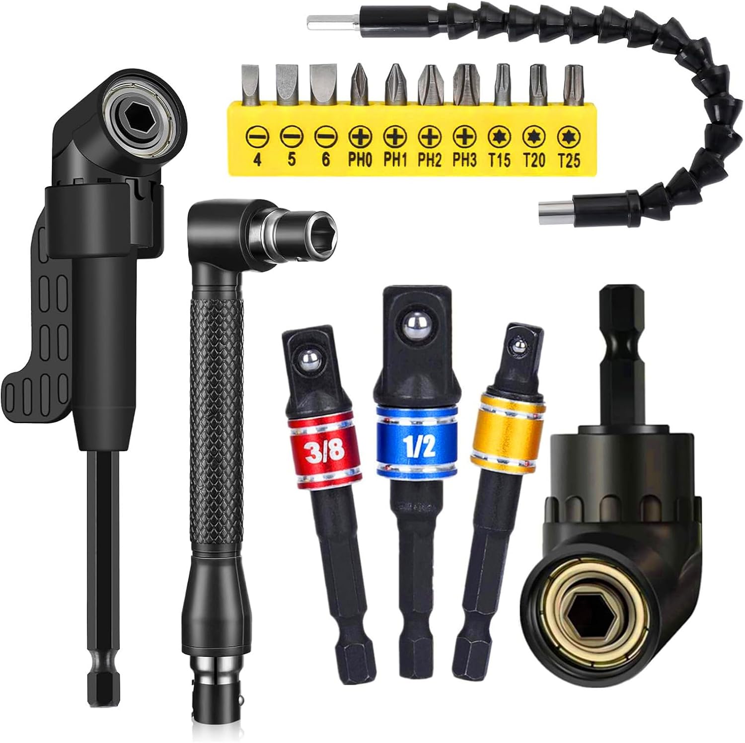 Amazon.com: 17pcs Flexible Drill Bit Extension, Include 3pcs Hex Shank ...