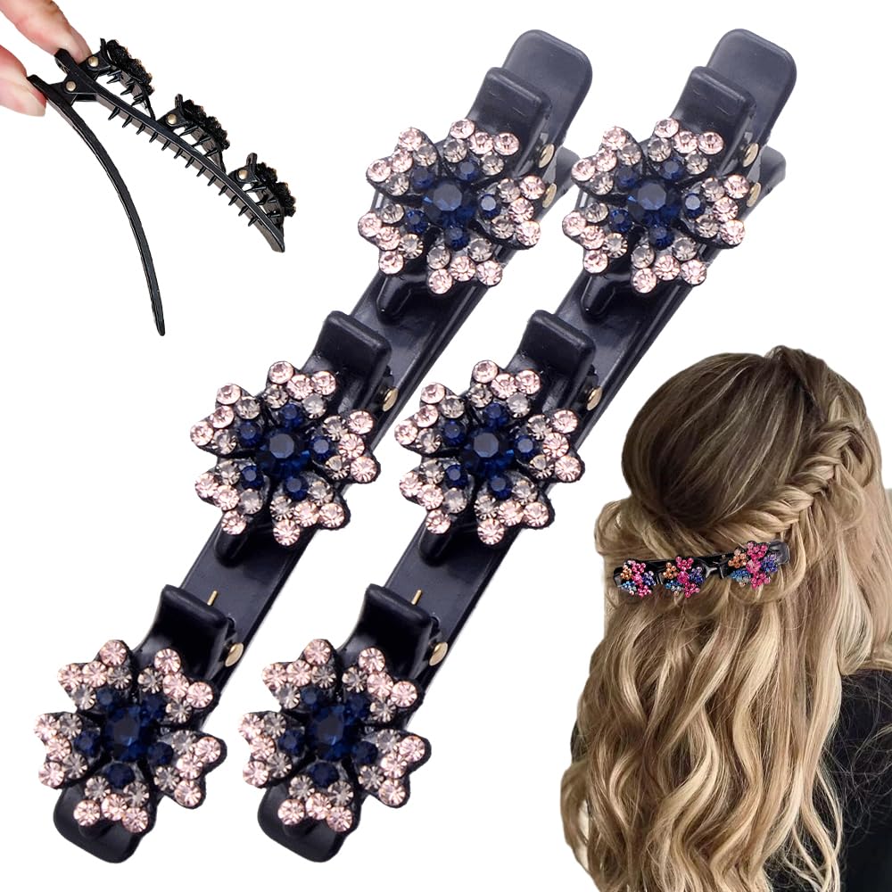 Amazon.com : 2Pcs Sparkling Crystal Stone Braided Hair Clips, Crystal ...