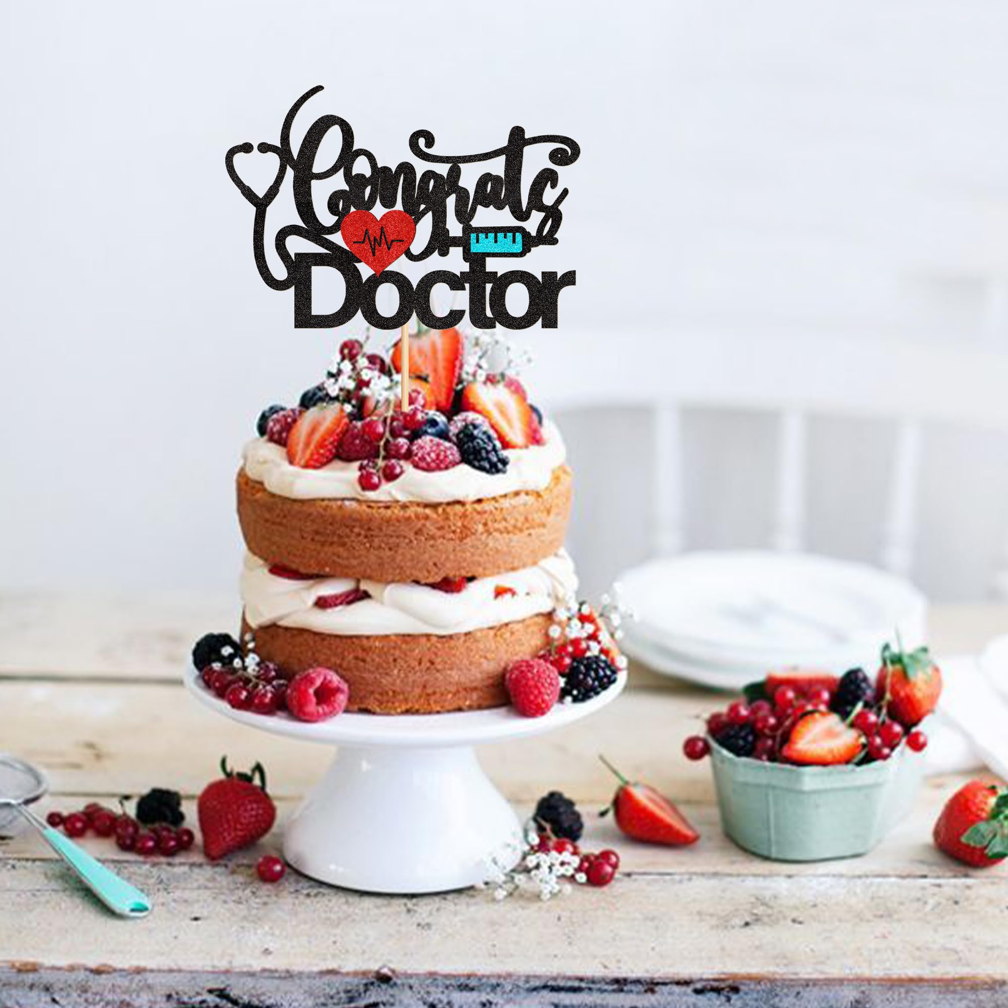 Pediatrician Birthday Cake Black Glitter Future Doctor Cake Topper,