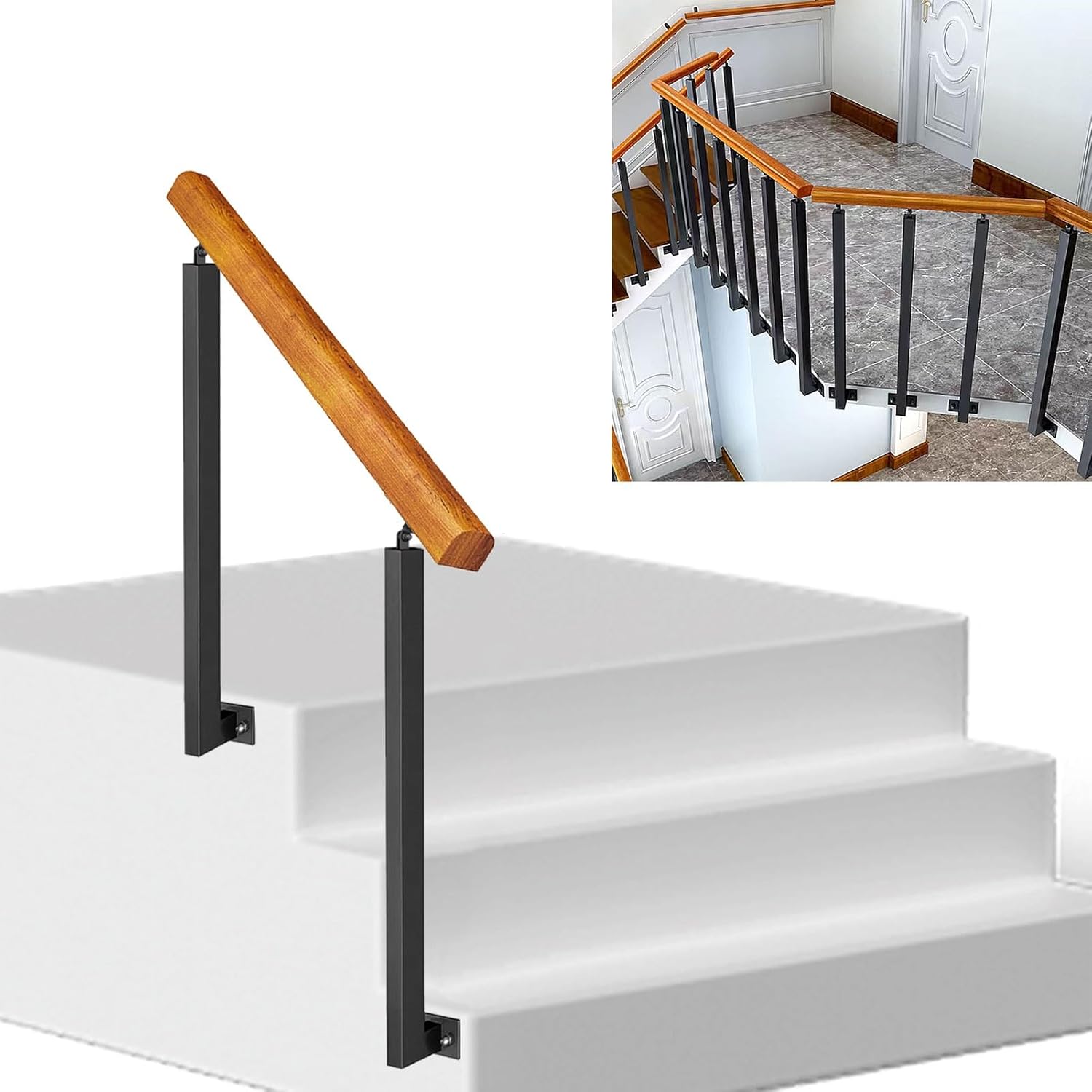 Handrails for Outdoor Steps 3 Step Indoor Stairs Railing | Wood and ...