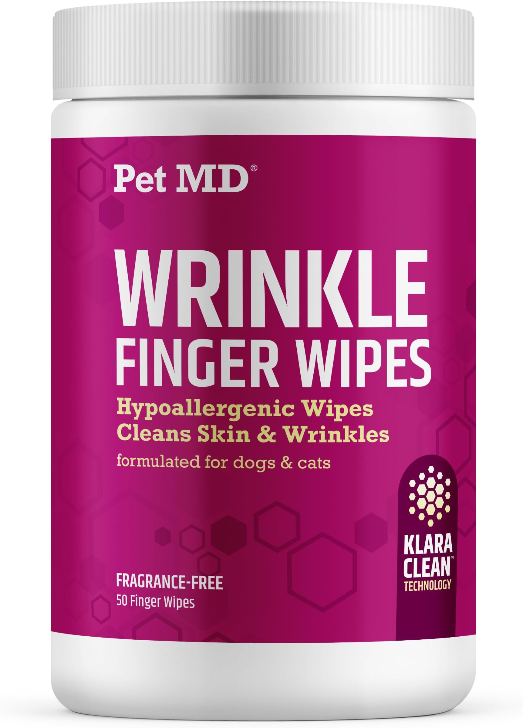 Amazon.com: Pet MD Wrinkle Finger Wipes for Dogs & Cats - Dog Tear ...