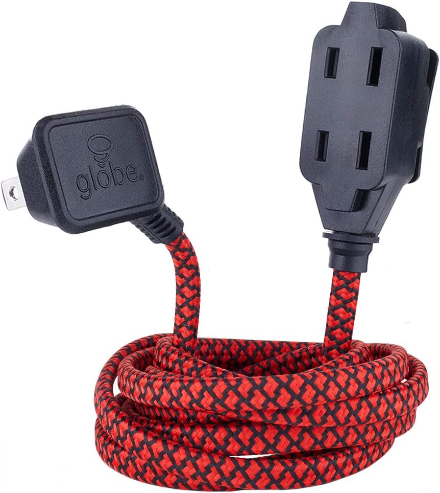 Designer Series 9-ft Fabric Extension Cord, 3 Polarized Outlets, Right ...