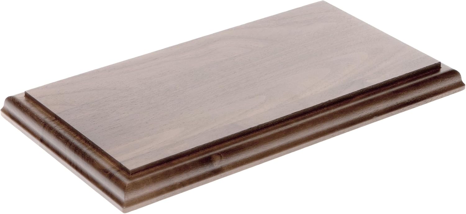 Plymor Solid Walnut Rectangular Wood Display Base with Ogee Edge, 9" W ...