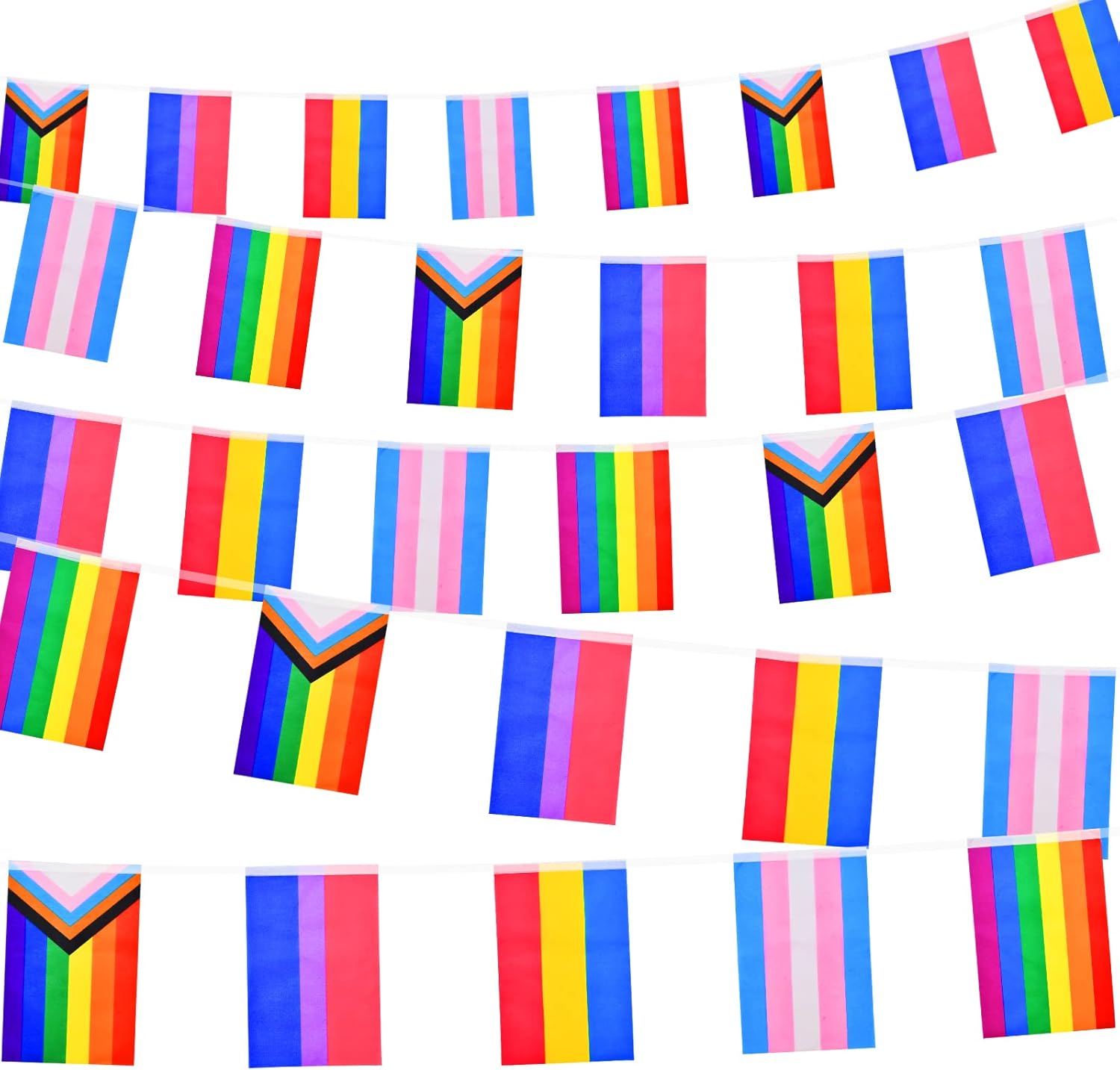 Amazon.com : 32.8ft Rainbow Pride Bunting Banner with 30 Pennant Flags ...