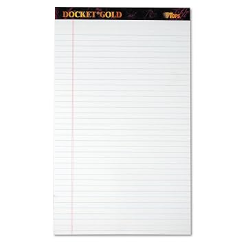 TOPS Docket Gold Writing Pads, 8-1/2" x 14", Legal Rule, White Paper ...
