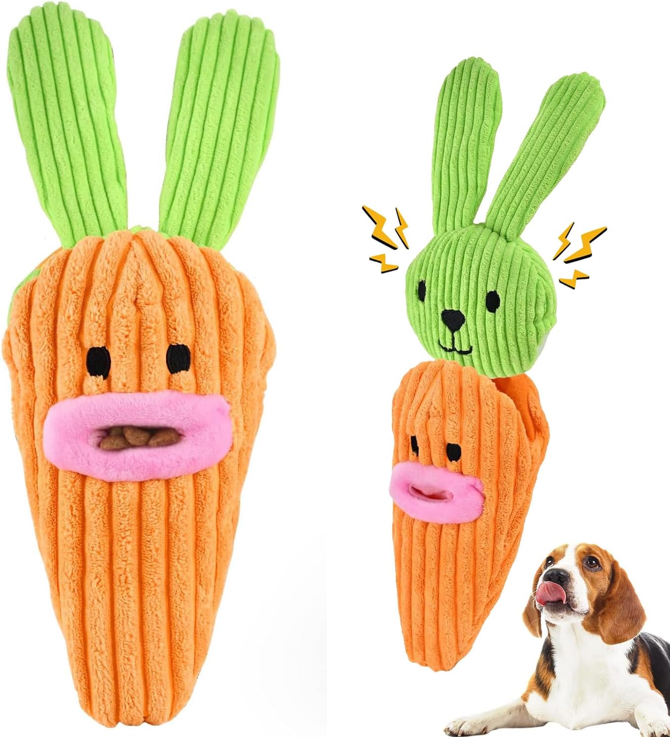 Pet Supplies : 2 in1 Carrot and Bunny Interactive Dog Toys,Squeaky Dog ...