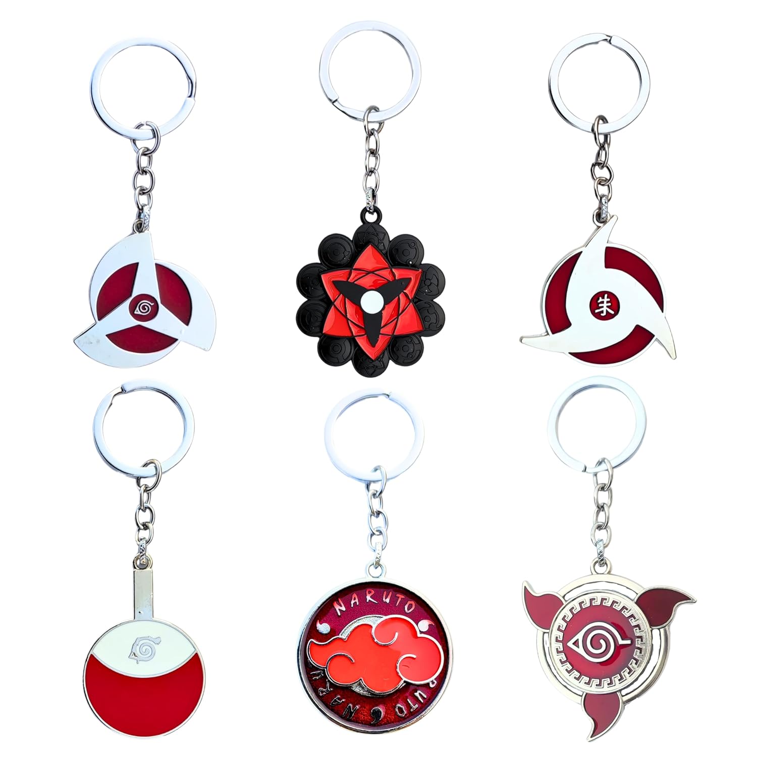 Naruto Pack of 6 Mangekyou Red Eye of Sharingan Rotating Spinning Metal ...