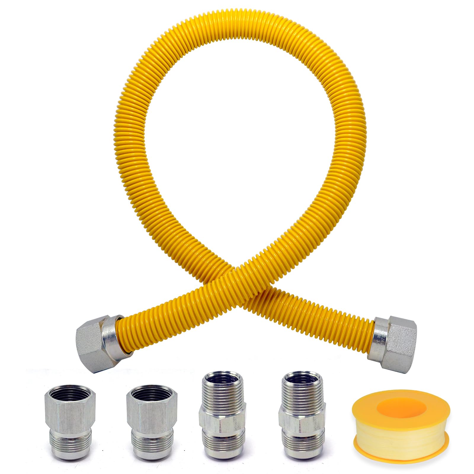 TT FLEX Gas Connector Kit,Flexible Gas Hose 36 Inch Stainless Steel ...