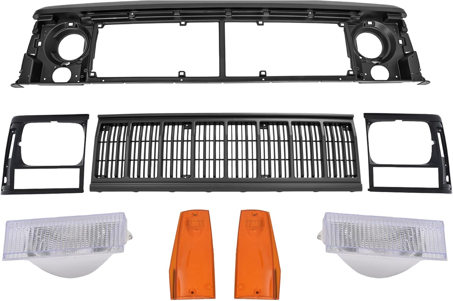Amazon.com: JMTAAT Front Header Panel+Grille+Headlight Bezel+Turn ...