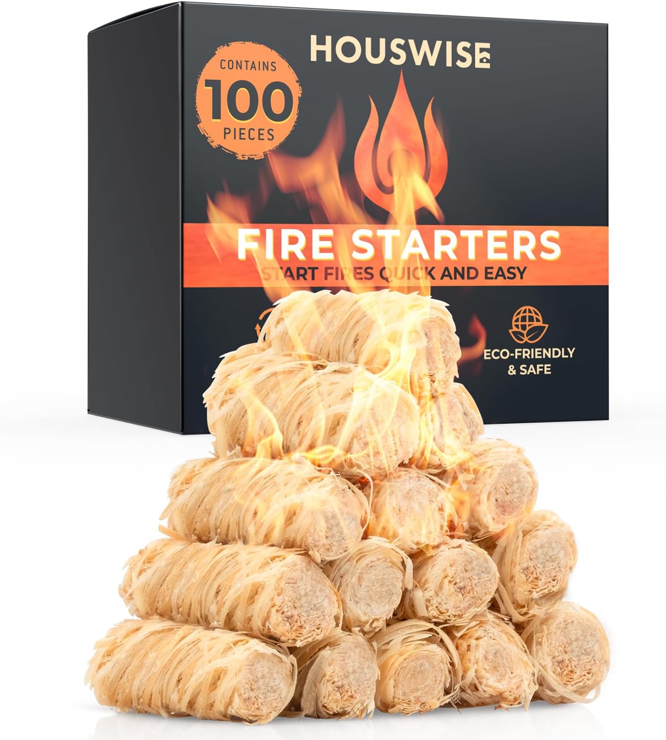Amazon.com : Fire Starter 100 pcs - Natural Fire Starters for Indoor ...