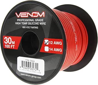 Amazon.com: Venom 12AWG Soft Silicone High Strand Count Wire - Red ...