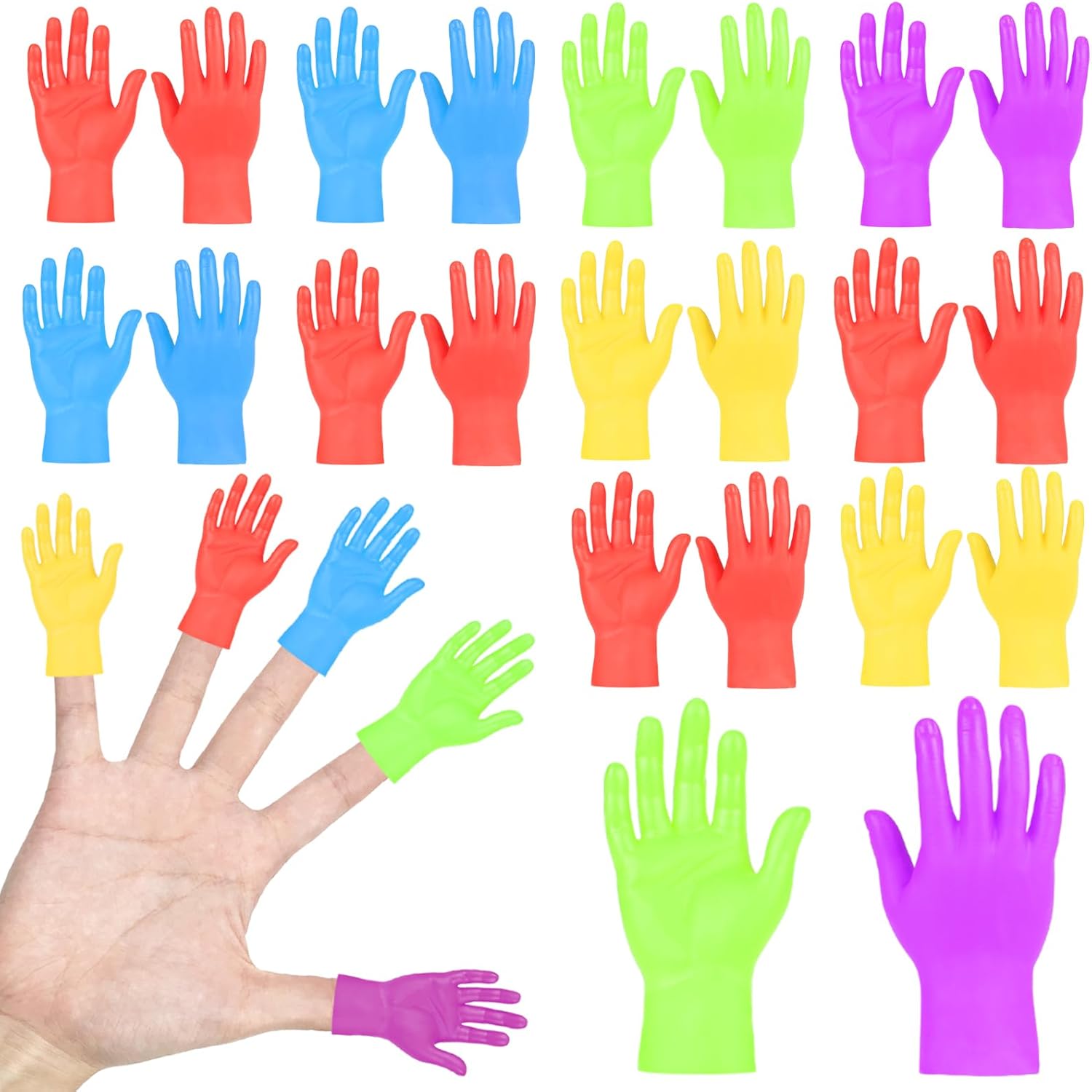 Amazon.com: 20 Pcs Tiny Finger Hands Mini Rubber Finger Puppets, Color ...