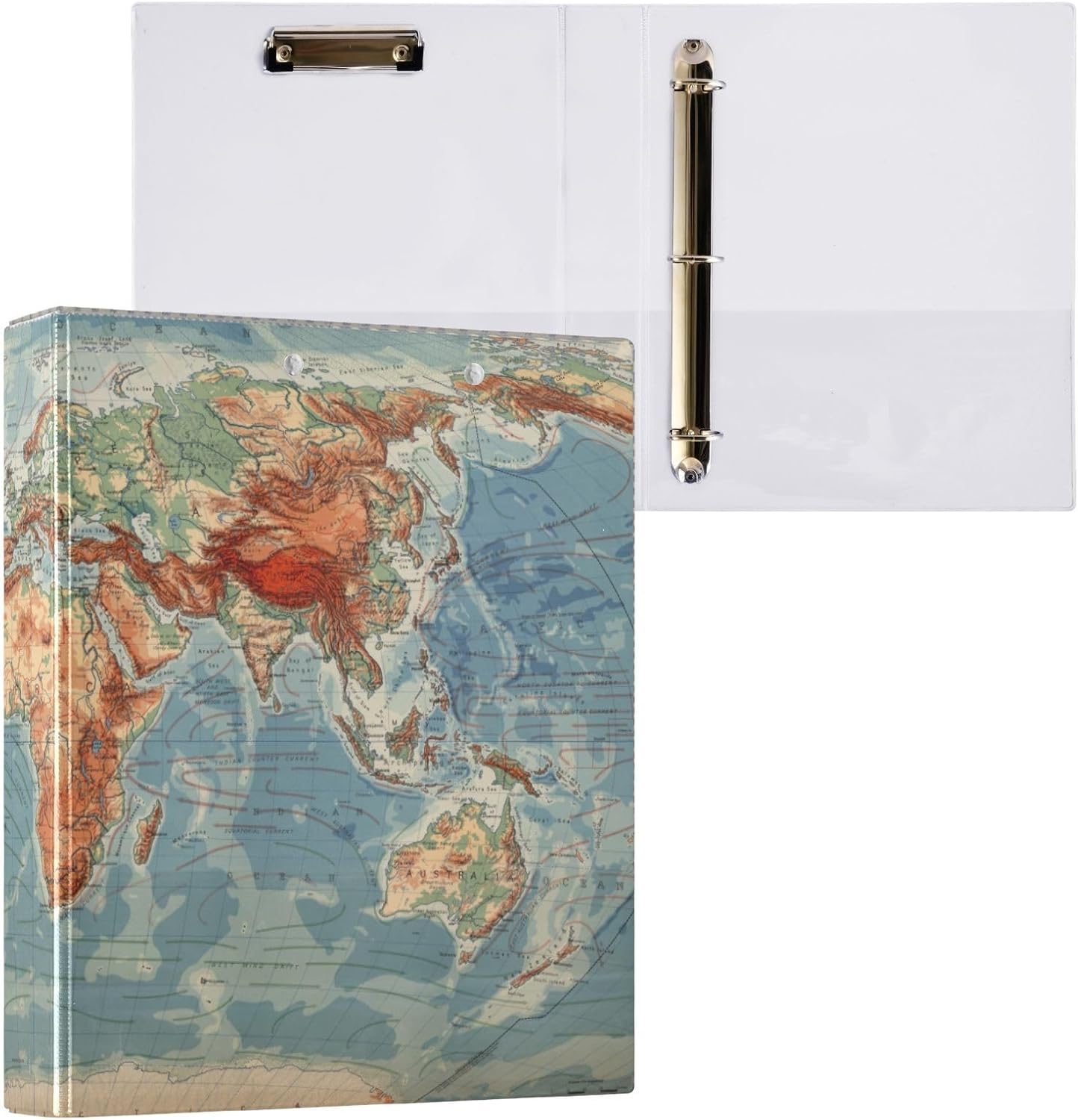Amazon.com : 3 Ring Binder Retro World Map Continents 1.5 inch Binders ...