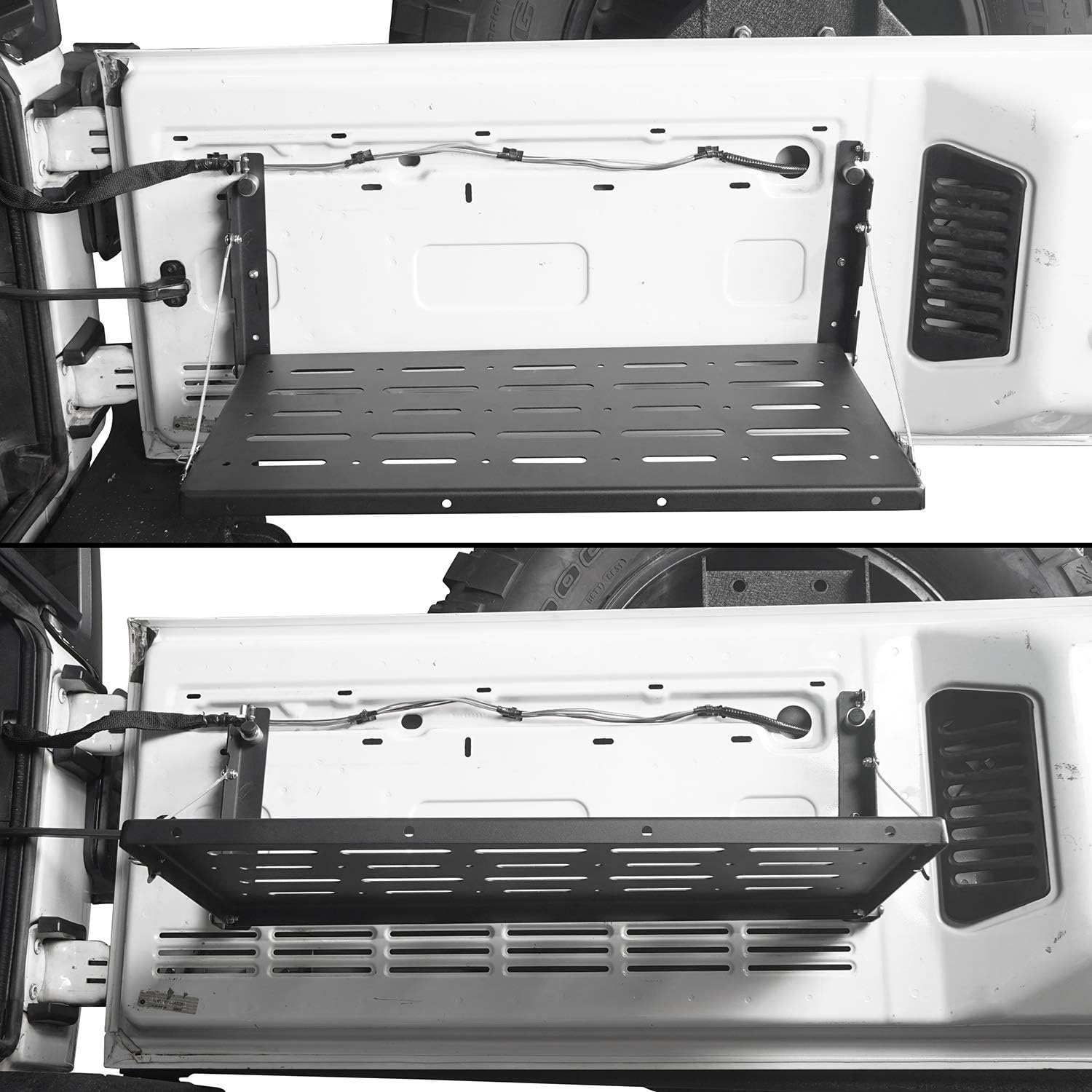 Hooke Road JK Wrangler Tailgate Table Metal Storage Rack Foldable Cargo ...