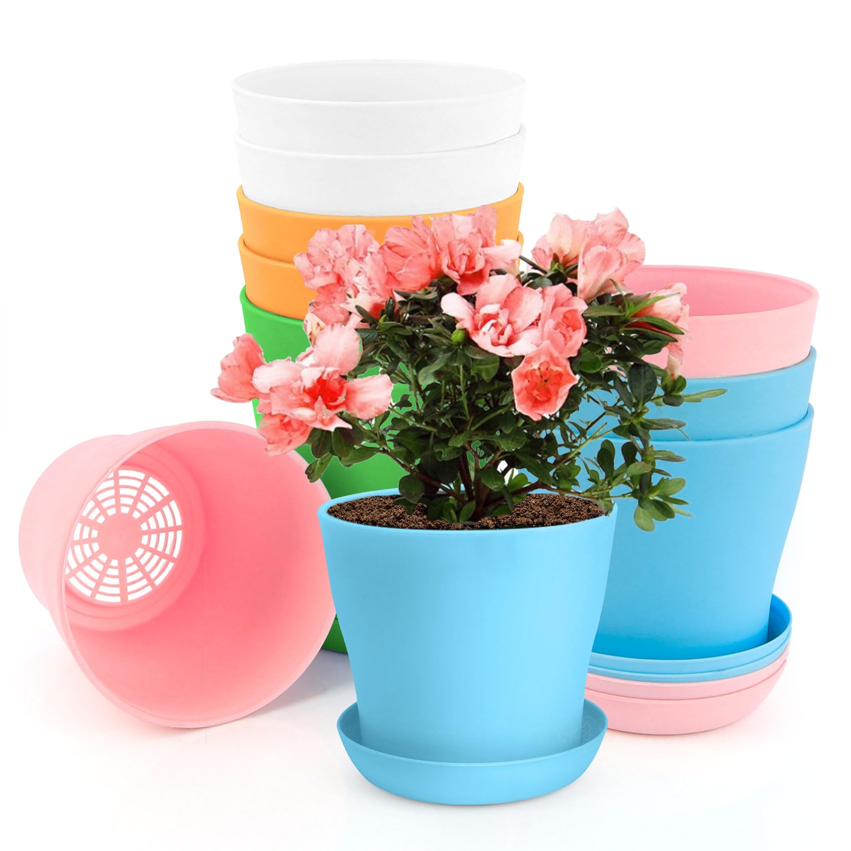 Amazon.com: 5 Inch Plant Pots 10 Pcs Small Flower Pots For Indoor Plant ...