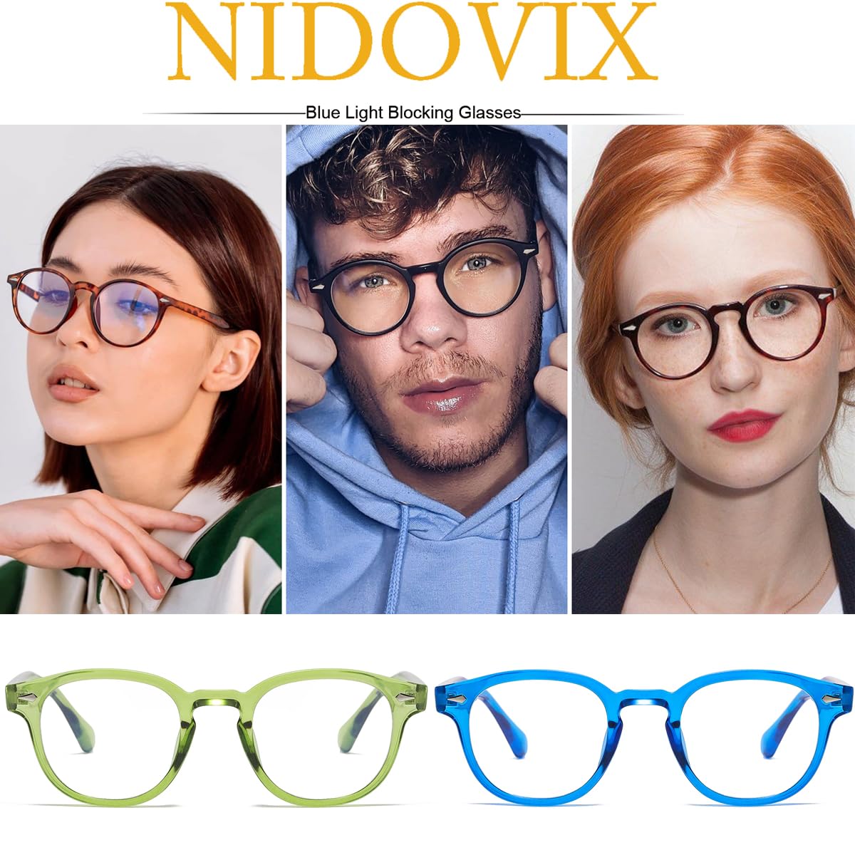 Snapklik.com : NIDOVIX Retro Round Blue Light Blocking Glasses For Men ...