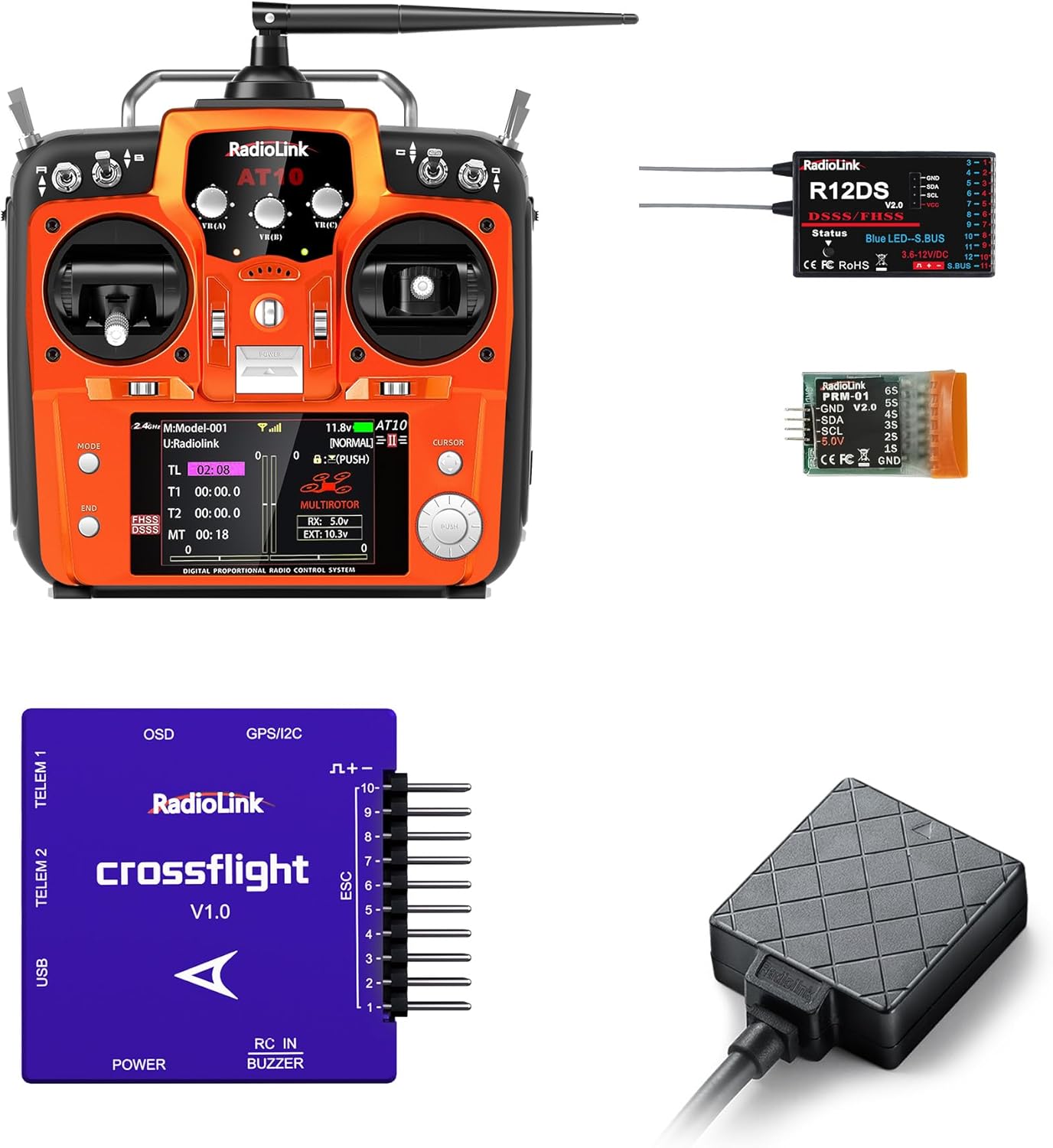 Amazon.com: Radiolink AT10II 12 Channels RC Transmitter and Receiver ...