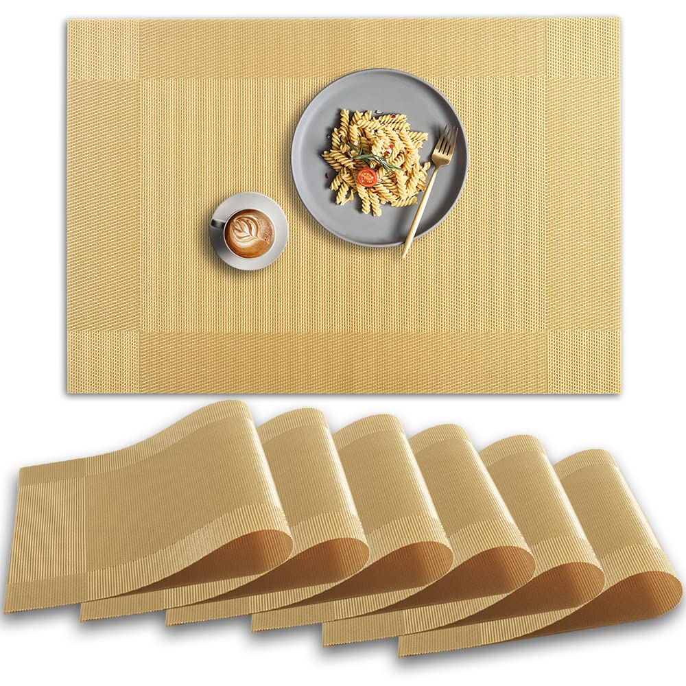 homEdge Placemat, 6 PCS of Non-Slip Heat Resistant PVC Place Mats ...