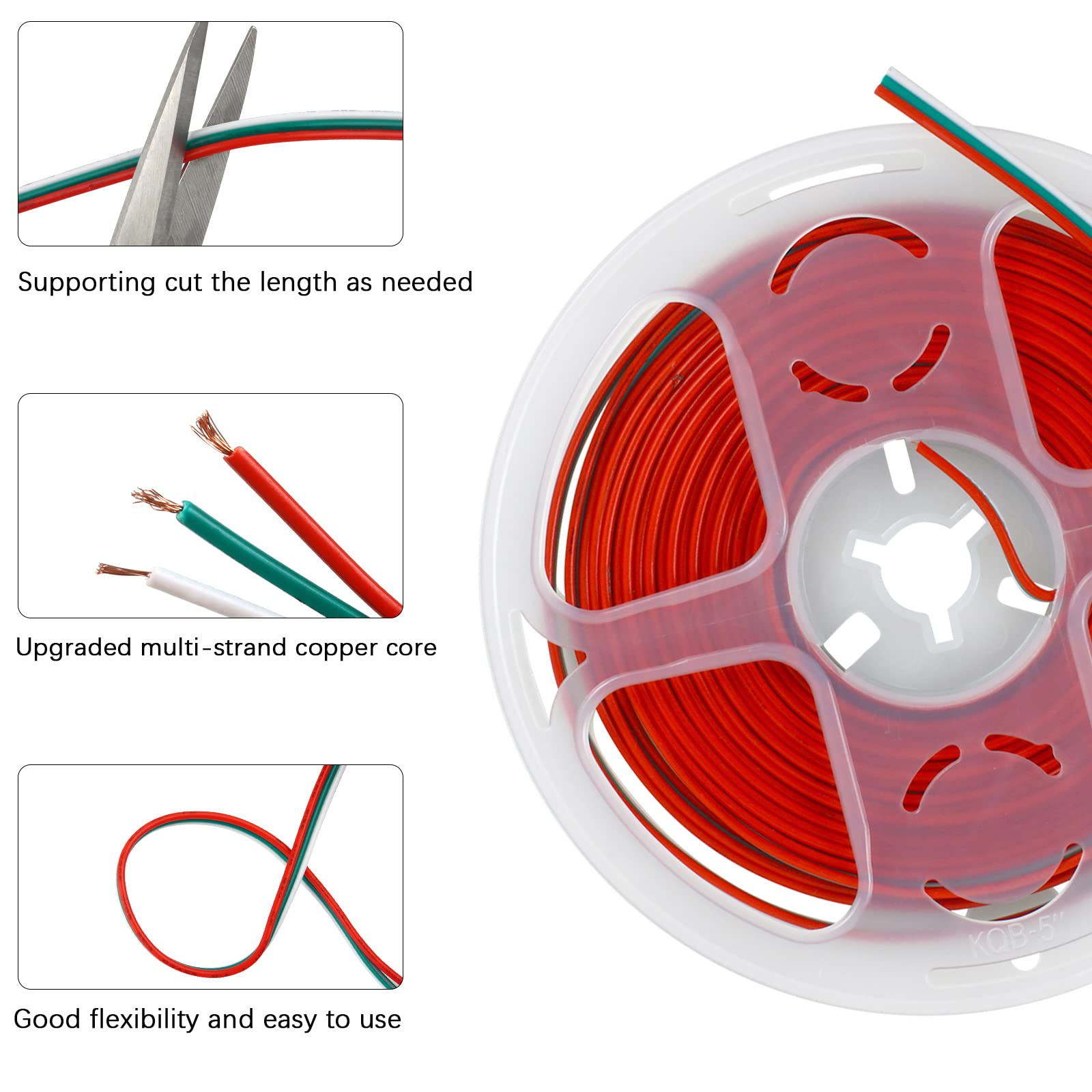Snapklik.com : 3 Pin LED Strip Connector Kit, 5pcs 10mm Strip To Wire ...
