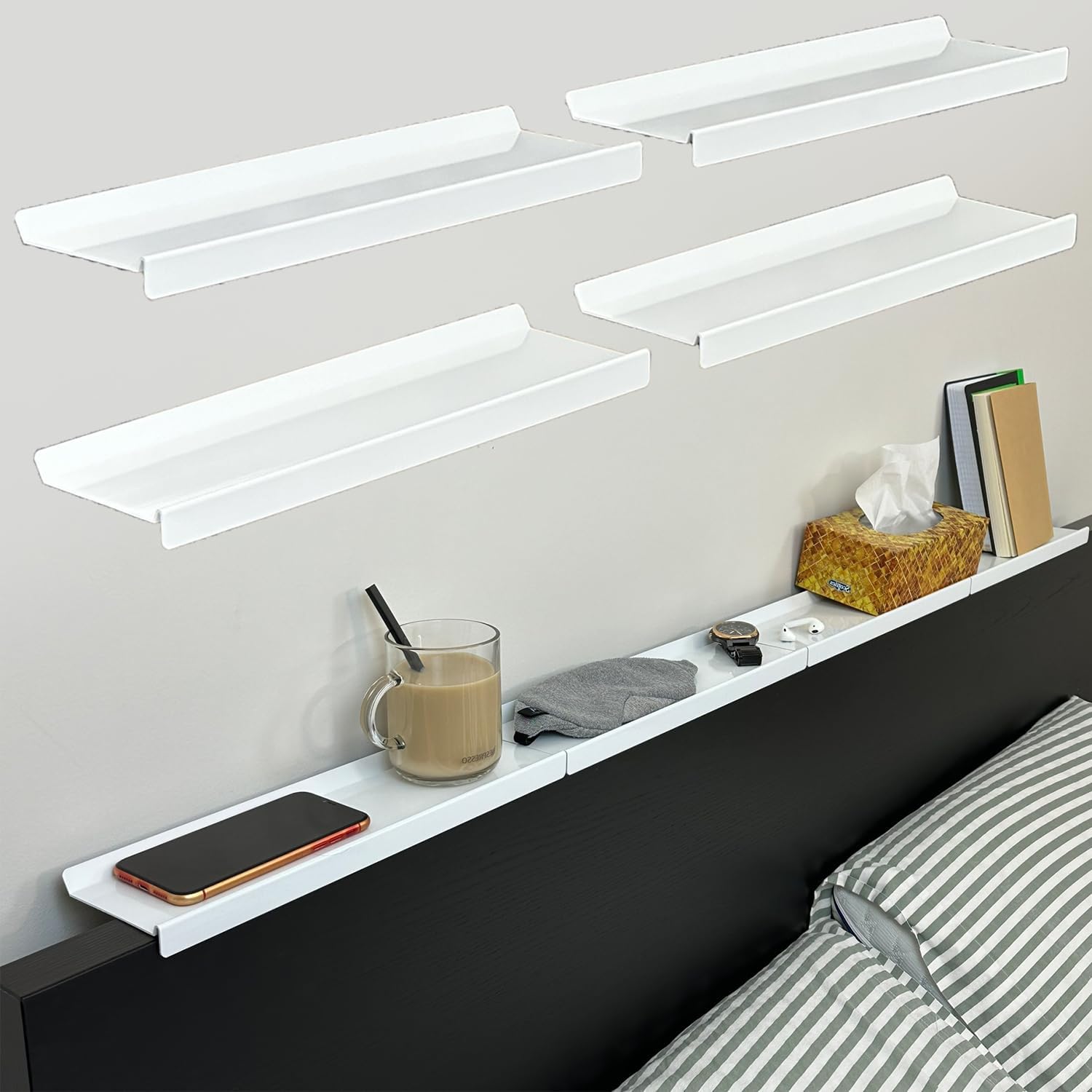 Amazon.com: Homponent Floating Headboard Shelf for Bed-The Perfect ...