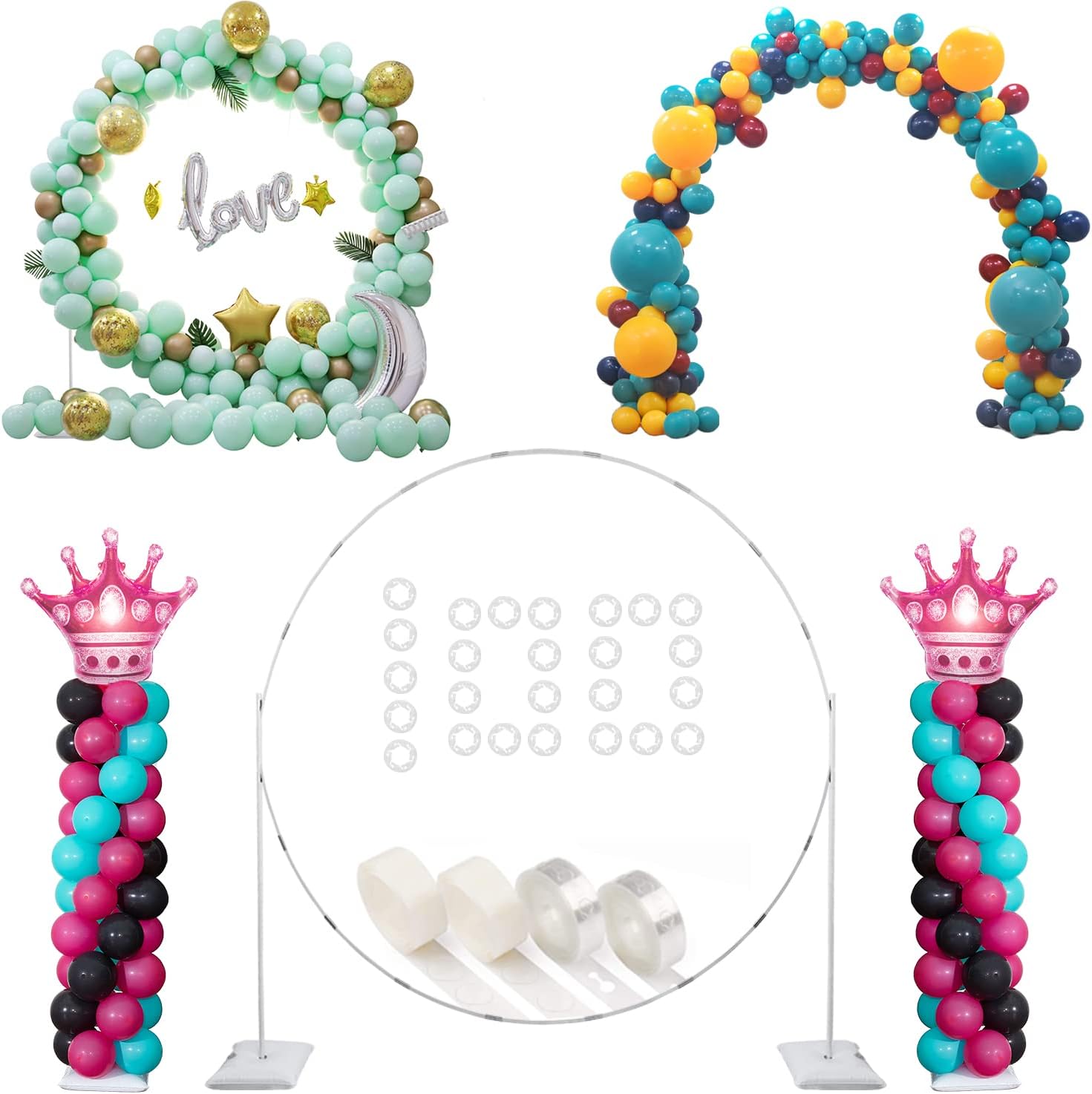 Amazon.com: Decojoy Balloon Arch Stand, 7.5ft Large Round Backdrop ...
