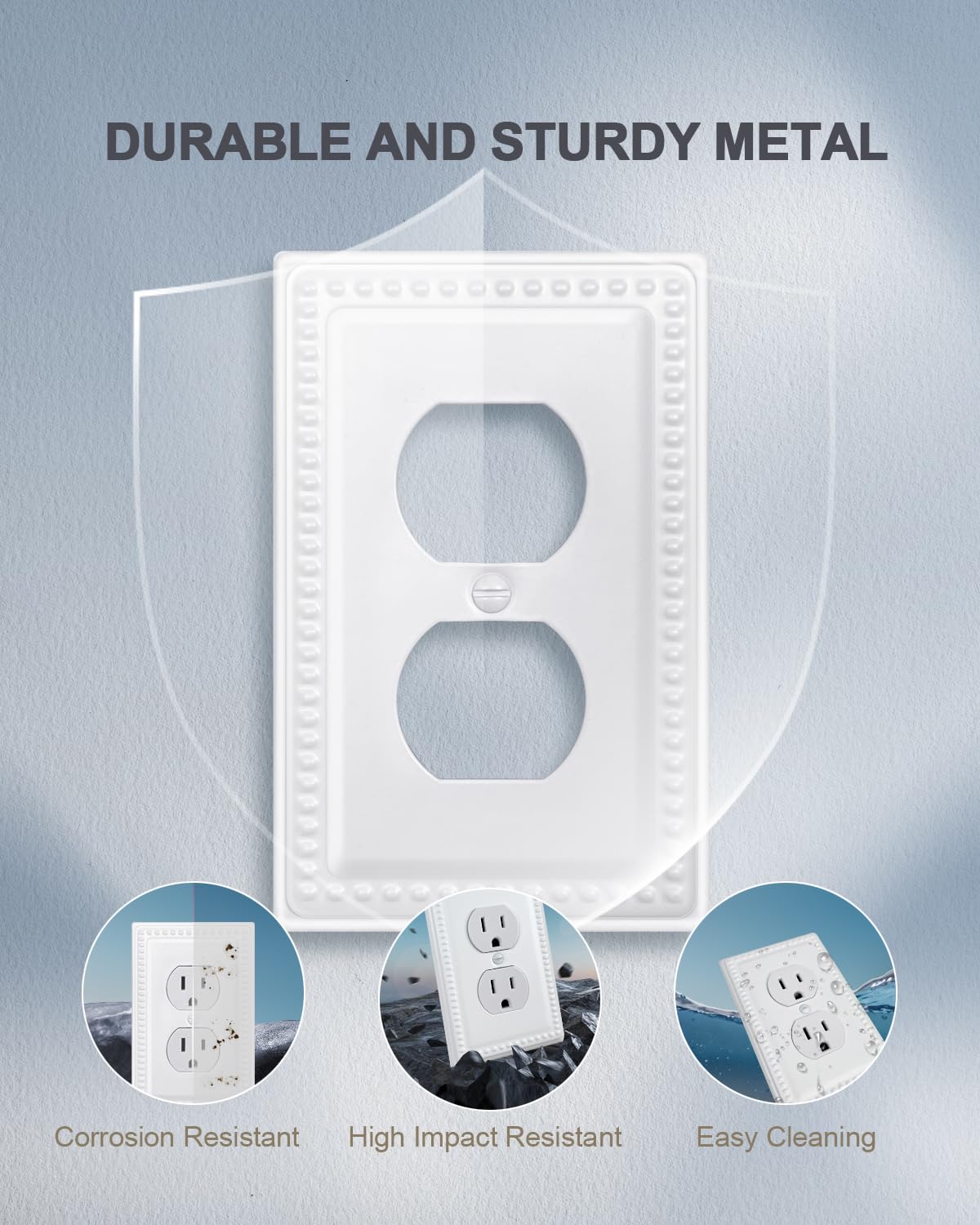 Snapklik.com : 4-Pack Duplex Outlet Cover, Decorative Beaded Pure White ...