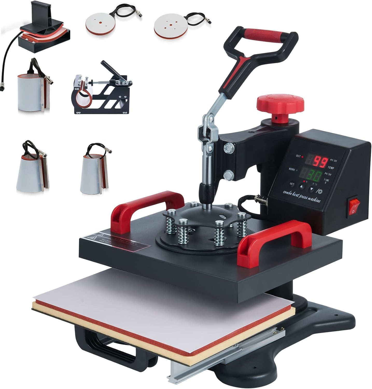 CREWORKS Presse à Chaud 30x23CM 8 en 1 Machine de Transfert à Chaleur ...