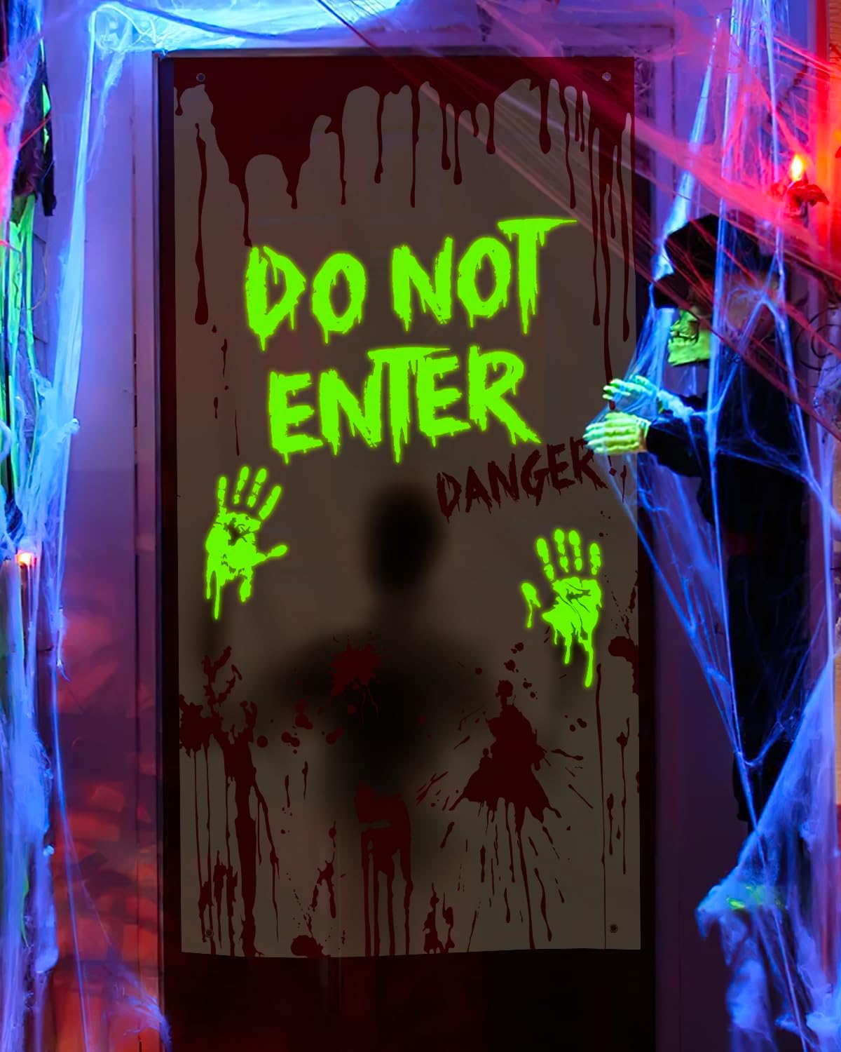 Amazon.com: CiyvoLyeen Halloween Door Decorations Scary Theme Luminous ...