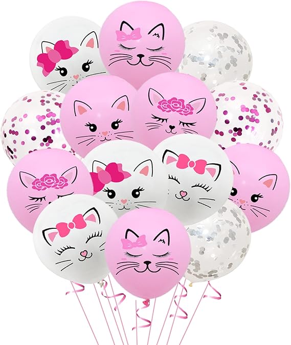Amazon.com: 42 Pieces Cat Latex Balloons,12 Inches Cute Cat Balloons ...