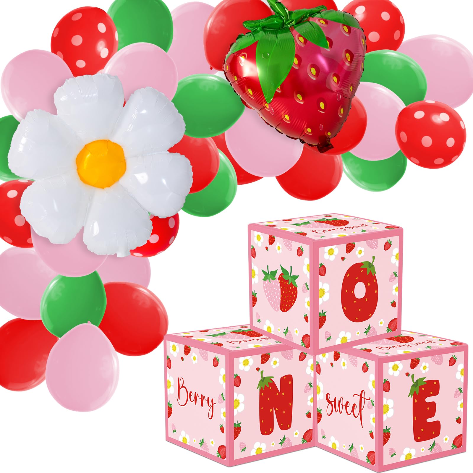 Amazon.com: Strawberry Party Decoration, 3Pcs ONE Balloon Boxes 1st ...
