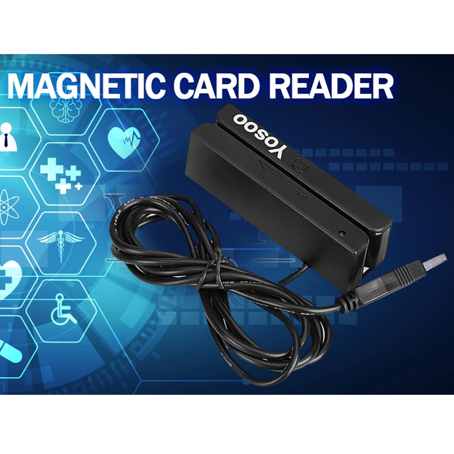 MSR90 USB Magnetic Stripe Reader, 3 Track Magnetic Stripe Reader Mini ...
