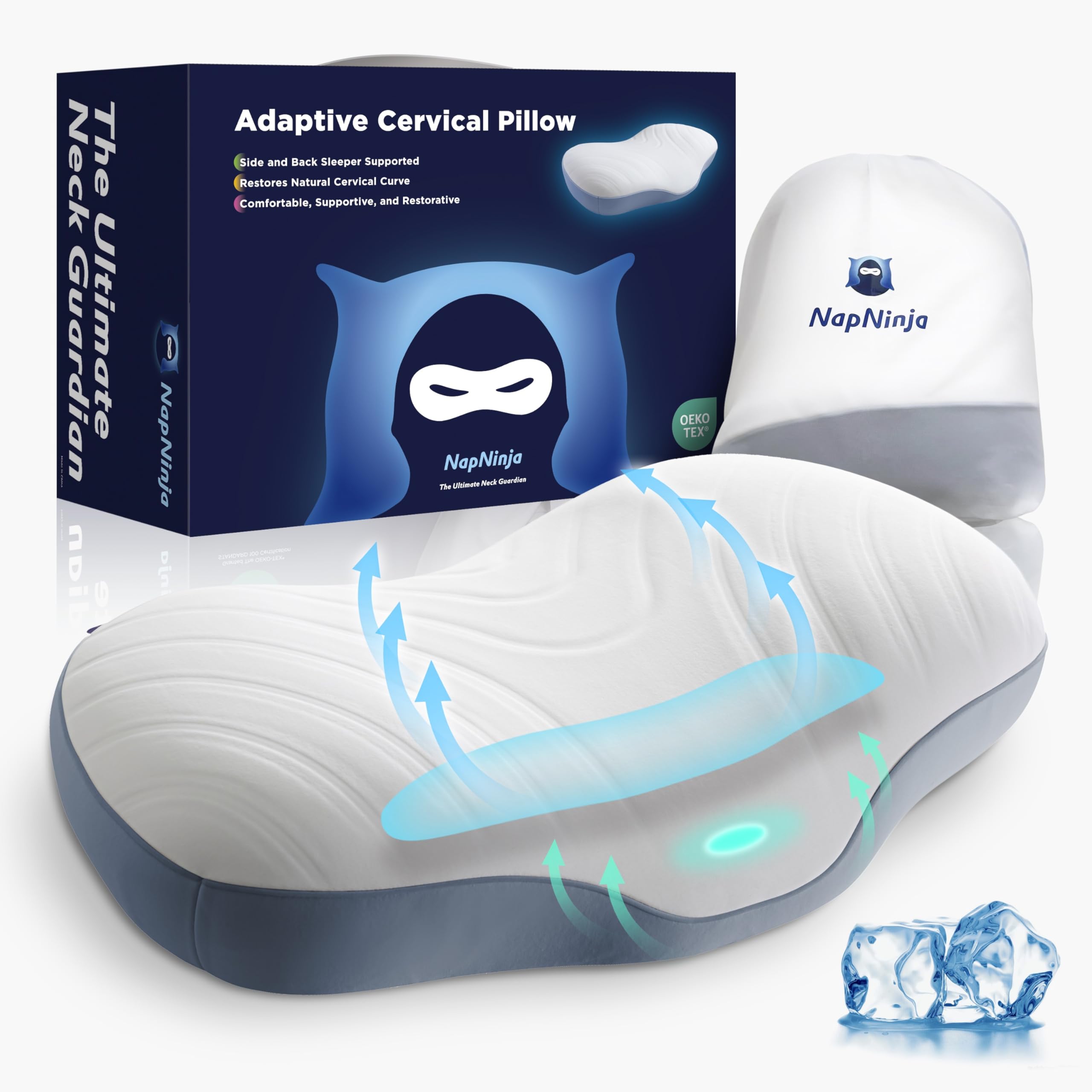 Amazon.com: Napninja Adaptive Cervical Neck Pillow for Neck Pain Relief ...