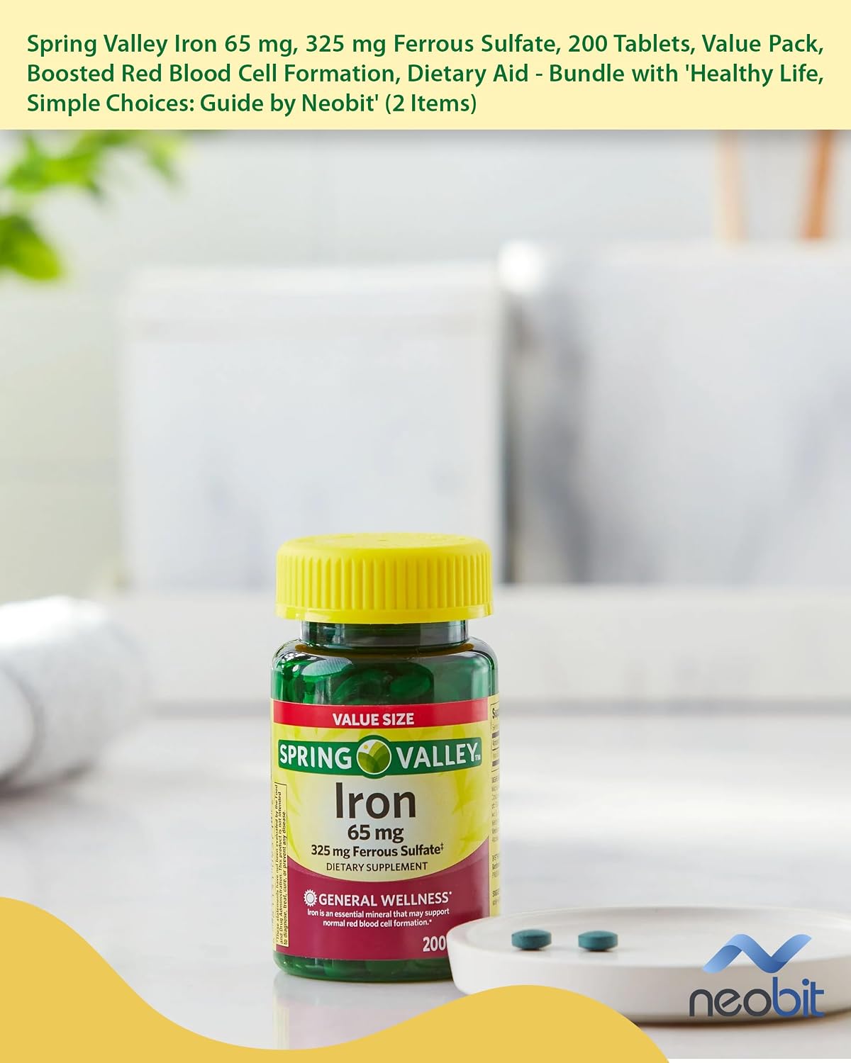Spring Valley Hierro 65 mg, 325 mg de sulfato ferroso, 200 tabletas ...