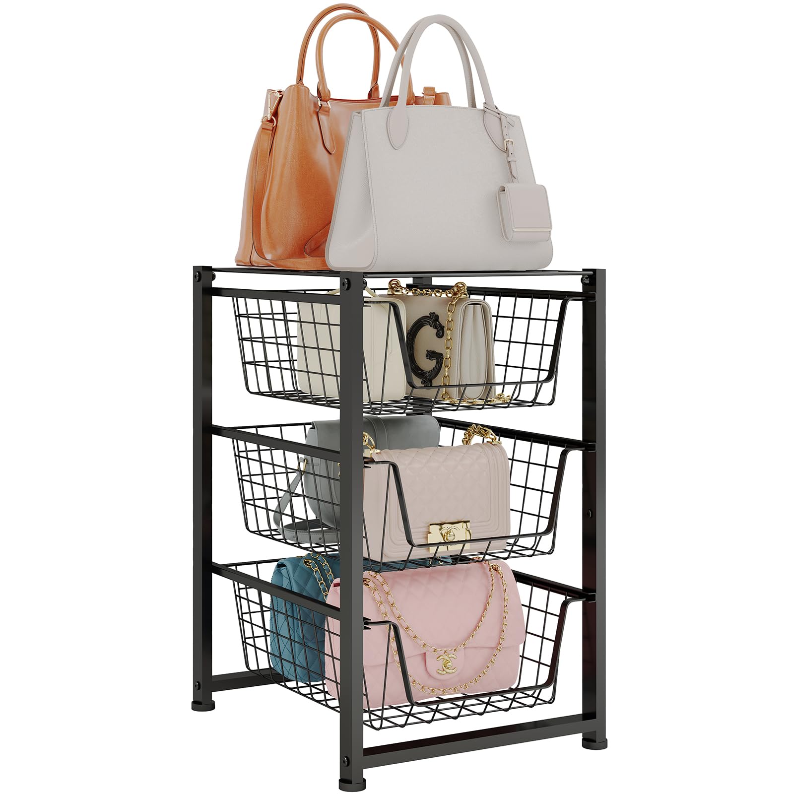Amazon.com: Keomaisyto Purse Organizer for Closet with Top Shelf, 3 ...