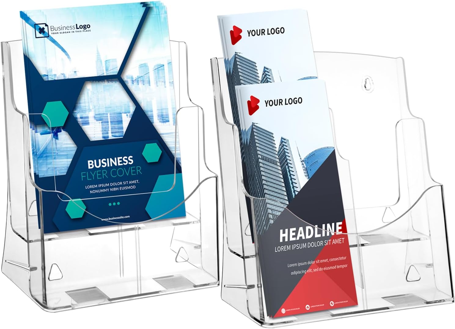 Acrylic Brochure Holder 8.5x11 & 4 x9 Inches, Clear 2 Tier Magazine ...