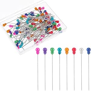Pack of 100 Colourful Pins with Head 56 mm Length Pins Colourful Glass ...