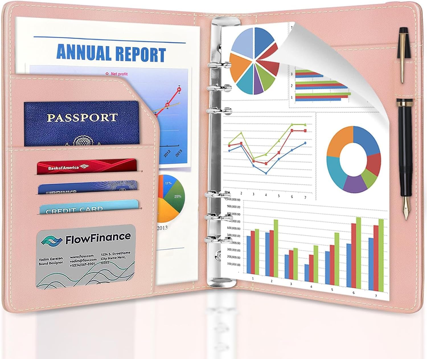 Amazon.com : Kincown A5 Binder, PU Leather Notebook Binder, Business A5 ...